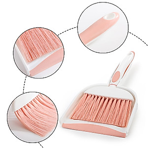 Frcctre 3 Pack Small Dustpan and Brush Set, Multipurpose Small Hand Broom and Dustpan Set, Plastic Whisk Broom and Dustpan Cleaning Sweep Tools for Desk Car Keyboard Countertop Home Kitchen