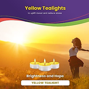 Yellow Candles Tea Lights - 30 Pack - Tea Lights with 3-4 Hour Burn Time - Tea Candles -TeaLight Candles for Holiday, Wedding and Home