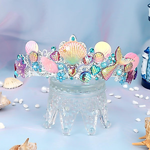 CIEHER Mermaid Crown for Women Girls Pink Shell Tiara Mermaid Princess Tiara for Mermaid Costume Mermaid Birthday Decorations