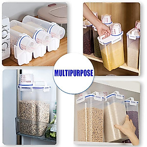 Airtight Rice Containers, BPA Free 3L Bin Dispenser with Pouring Spout, Measuring Cup for Cereal, Flour and Grain, Include a Stainless Steel Whisk and a Rice Spoon