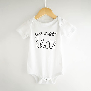 Bump and Beyond Designs Baby-Boys Surprise Pregnancy Announcement to Family Guess What Leotard White, 0-3 Months
