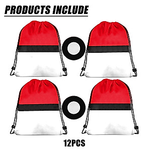 Nuwontun 12 Pieces Video Game Candy Drawstring Bag Drawstring Goodie Favor Bags for Kids Cartoon Birthday Party Decorations(10.6 x 13.7 Inch)