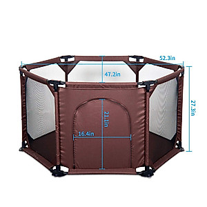 Baby Play Yard, Playpen for Babies Breathable Mesh, Portable Indoors Outdoors and Parks Great Gifts for Babies Infant Toddler Kids (Brown)