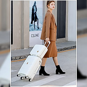 Somago 20IN Carry On Luggage and 14IN Mini Cosmetic Cases Travel Set Hardside Luggage with Spinner Wheels Lightweight Polypropylene Suitcase with TSA Lock (2-Piece Set (14/20), Creamy White)