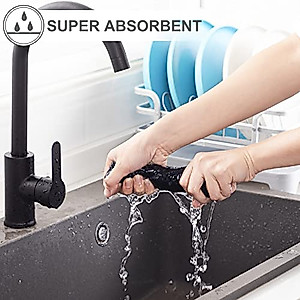 joybest Cotton Kitchen Dish Cloths, 8-Pack Waffle Weave Ultra Soft Absorbent Dish Towels Washcloths Quick Drying Dish Rags, 12x12 Inches, Dark Gray