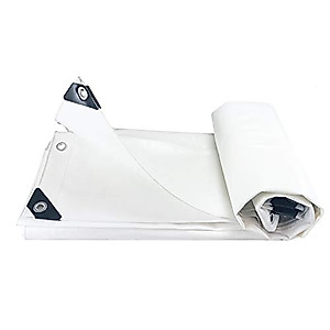 Alion Home Heavy Duty 12 Mil Poly Tarps Waterproof Covers for Tarpaulin Canopy, Camping, Carport, Boat, Furniture, Floors, RV, Pool or Roof Repair Items (10x10 ft, White)