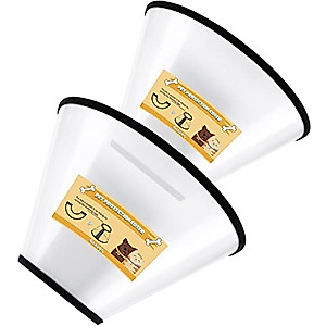 Soft Dog Cone Collar, 2 PCS (for Exact Size) Flexible Plastic Cone for Dogs After Surgery, Dog Recovery Collar, Adjustable E-Collar for Large/Medium/Small Dogs Cat, Comfy Elizabethan Collar (M)