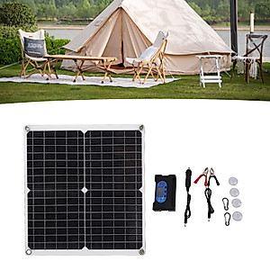Solar Panel Kit, Monocrystalline Silicon Solar Charger with Controller Battery Maintainer Trickle Charger for Car RV Marine Boat