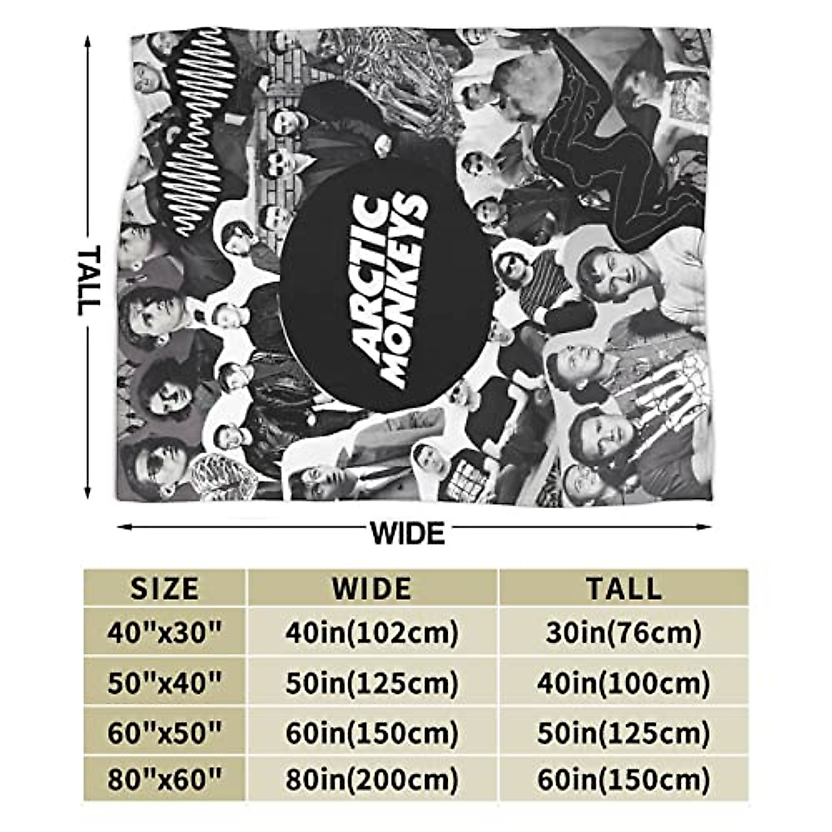 STYLOPUNK Alternative Rock Arctic Music Monkeys Throw Blanket Lightweight Flannel Blankets Novelty Fleece Bed Blanket All Seasons 60"X50"