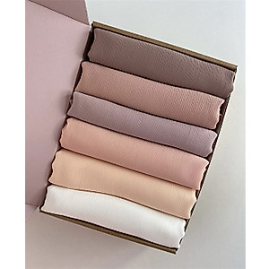 Hcclijo 5Pcs/Box Muslim Plain Crepe Hijab Heavy Chiffon Scarf Soft Shawls Crinkle Wraps Band Customize Box Foulard 23020175CX6