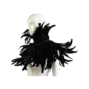 HOMELEX Black Witch Feather Collar Crow Shawl Costume Halloween Swan Wings Accessories Cape for Women