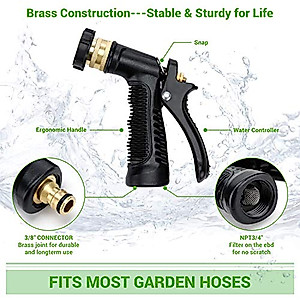 Ohuhu Car Wash Foam Gun, Car Wash Soap Sprayer with 3/8" Brass Connector & Car Washing Mitts, Dual Filtration, 6 Levels of Foam Concentration, Quick Connect to Most Garden Hose (Green)