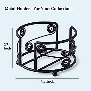 Frescorr - Black Wrought Iron Metal Coasters Holder for (4.25 INCH ) Round Coasters, Premium Quality!! (Black)