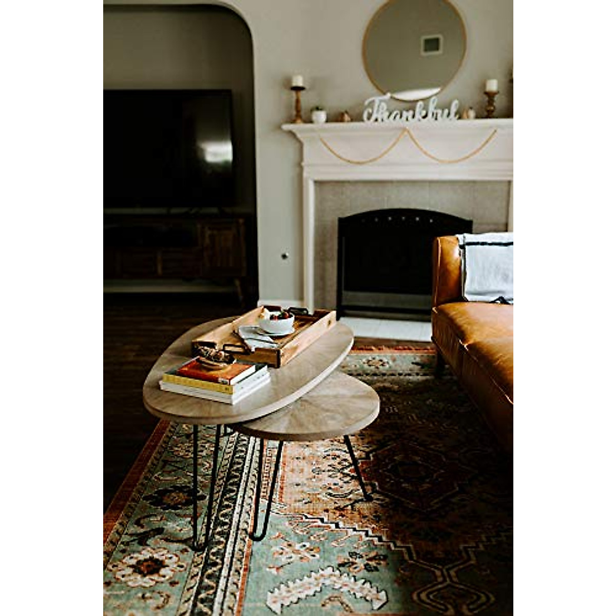 Villa Acacia Large Wood Serving Tray 24 Inch with Handles, Solid Wood, Light Finish