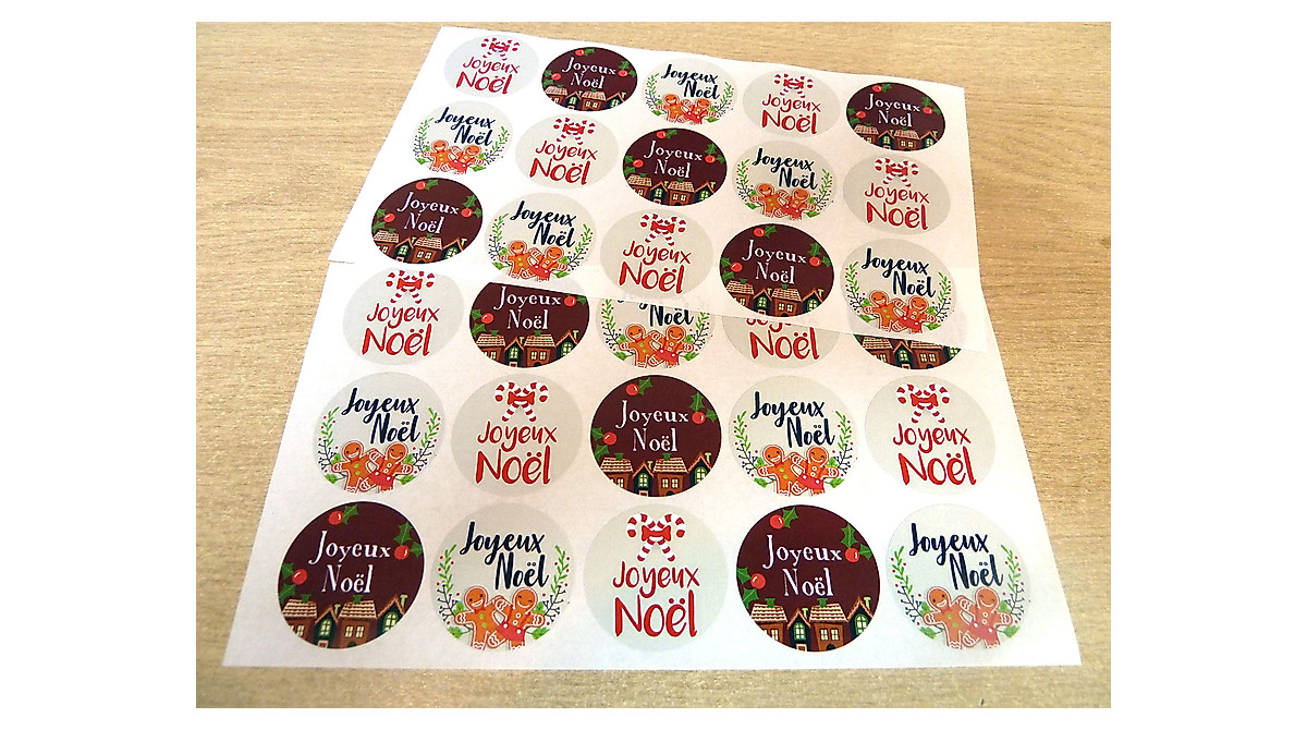 Joyeux Noël Christmas Stickers Pack of 30 - Festive Labels for Cards