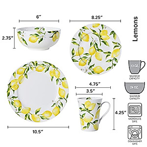 Mikasa Lemons 16-Piece Dinnerware Set, Service For 4, Multicolor