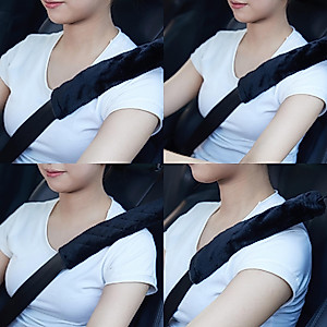MOONET Auto Seat Belt Shoulder Protector Harness Pad, Soft Skin-Friendly Universal Seatbelt Cover for More Comfortable Driving, Multipurpose for Handbag Carmera Backpack Straps,2pc(Black)