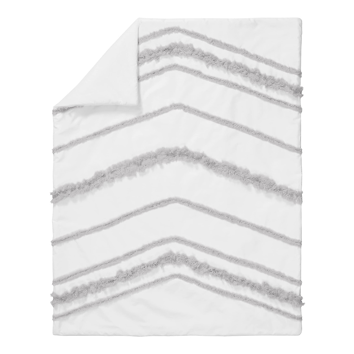 Sweet Jojo Designs Boho Bohemian Baby Boy Girl Nursery Crib Bedding Set - 4 pieces - Grey White Farmhouse Shabby Chic Designer Modern Minimalist Gray Tuft Tufted Tassel Fringe Macrame Cotton Neutral