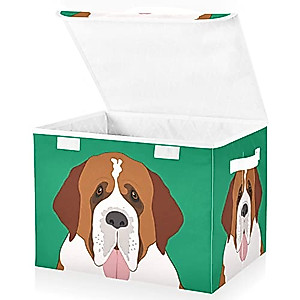 innewgogo Saint Bernard Dog Storage Bins with Lids for Organizing Cube Cubby with Handles Oxford Cloth Storage Cube Box for Pets Toys