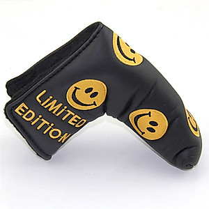 DBYAN Smile Face LIMITED EDITION Golf Blade Putter Covers Head cover for Scotty Cameron Odyssey Callaway Taylormade Titleist Ping Mizuno Cobra,Black/yellow (Black/Yellow)