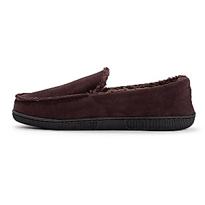 MUK LUKS Men's Faux Suede Moccasin Slipper, Brown, 12