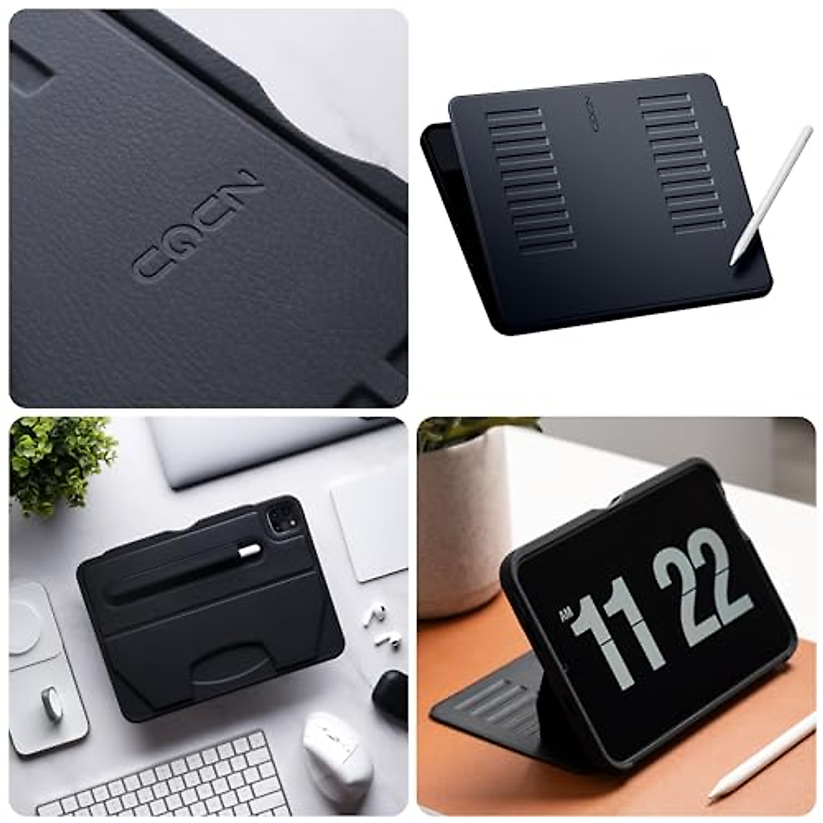 ZUGU Case for 2021/2022 iPad Pro 12.9 inch 5th / 6th Gen - Slim Protective Case - Apple Pencil Charging - Magnetic Stand & Sleep/Wake Cover (Fits Model #’s A2378, A2379, A2461, A2462) - Stealth Black