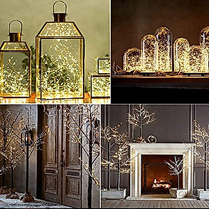 100 LED Cluster Fairy Light,Silver Wire Firecrackers String Copper Garland,USB Interface,Waterproof,Christmas Holiday Decoration,Indoor/Outdoor Bedroom,Garden,Yard,Patio (8.2ft,2 Pack,Warm White)