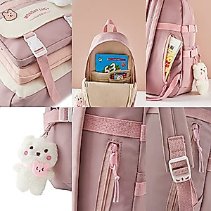MONDAYLUCY Kawaii Backpack For School Cute Aesthetic Kids Backpacks For Girls Elementary Kindergarten With Kawaii Pin And Accessories Chains Mochilas Escolares Para Niñas