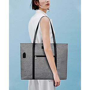 TANTO Laptop Tote Bag, Women Work Bag 15.6 Inch Laptop Bag with USB Charging Port Teacher Bag Computer Bag Professional Handbag Waterproof Shoulder Bag Satchel Purse