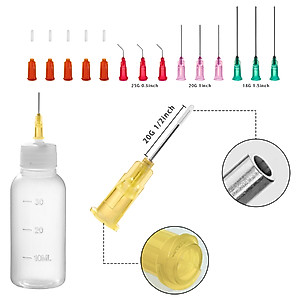 30ml Precision Tip Applicator Bottle, with Blunt Tip Needle and Cap, 18G 20G 25G Needle Tip Squeeze Bottle, Needle Nose Bottle, Glue Bottles with Fine Tip