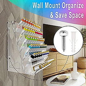 Acrylic Paint Organizer Wall Mount, Paint Holder Perfect for Craft Hobby Paint Storage, Acrylic Paint Storage, Craft Paint Storage, Paint Rack for 2 oz Bottles, Hobby Paint Storage with Brush Holder