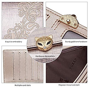 FOXER Leather Totes & Wallets 2 PCS Set, Metallic Handbags with Embroidered Wallets