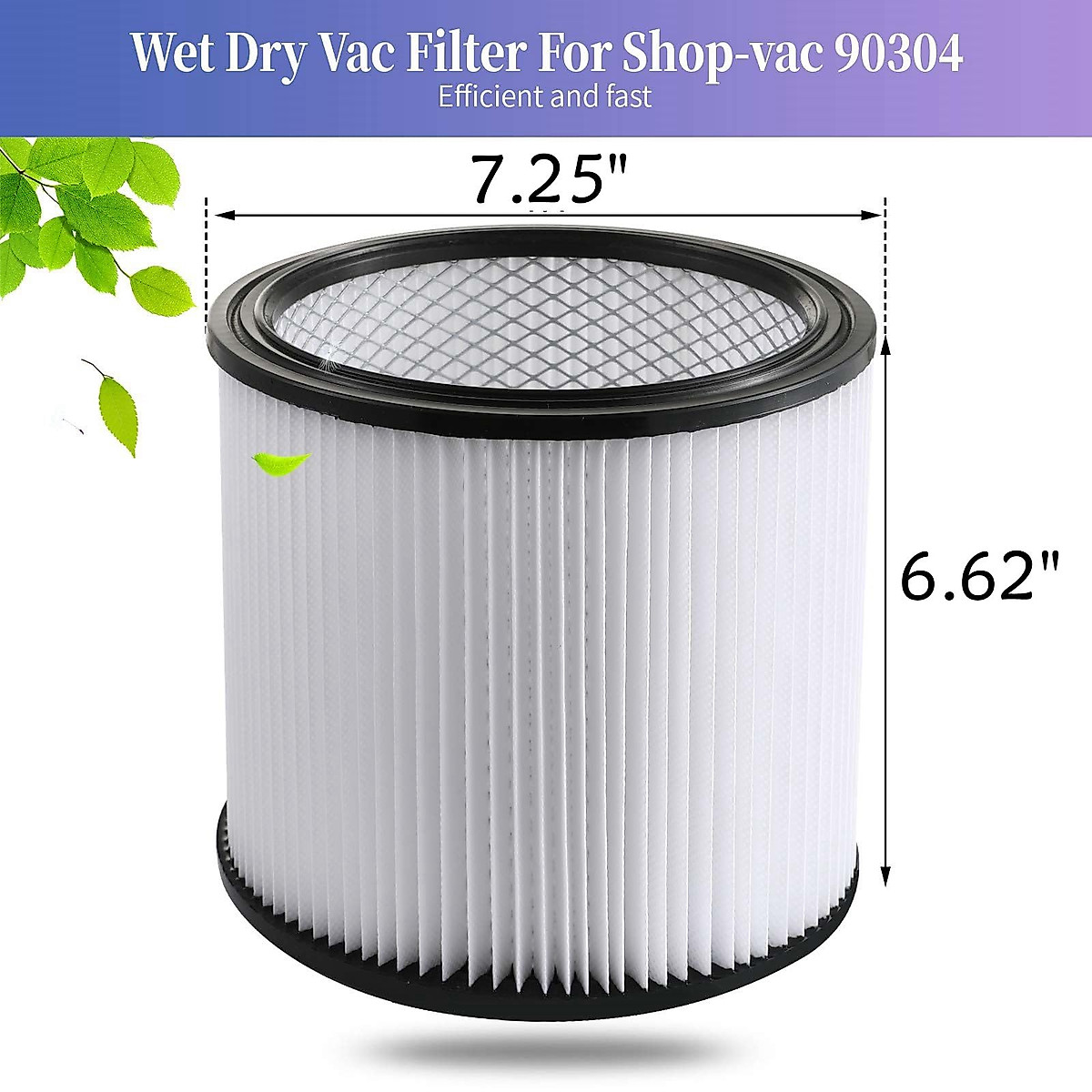 Gazeer 2Pack Replacement Cartridge Filter Compatible with Shop-Vac Shop Vac 90304, 90350, 90333,903-04-00, 9030400,fits most 5 Gallon and above Wet/Dry Vacuum Cleaners.