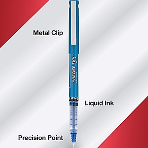 Pilot, Precise V5, Capped Liquid Ink Rolling Ball Pens, Extra Fine Point 0.5 mm, Blue, Pack of 14