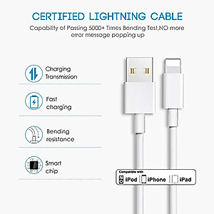 iPhone Charger, 2 Port USB Plug Wall Charger Travel Adapter with MFi Certified 2Pack 3FT Lightning Cable Compatible with iPhone 11 Pro Max/11 Pro/11/Xs Max/Xs/XR/X/8/7/6/SE and More