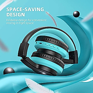 Kids Bluetooth Headphones, Foldable Wireless/Wired Light Up Headset with Microphone, 85dB/94dB Volume Limited Headphones for Boys Girls iPad Tablet Home School