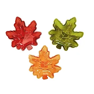 Autumn Fall Leaves Plastic Serving Trays, 3-pc Set