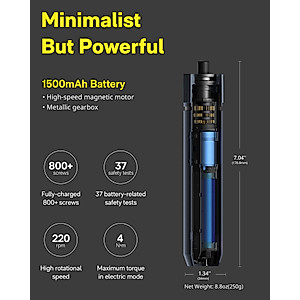 HOTO Electric Screwdriver Rechargeable,25+20 Extra Bits Enhanced Set,3.6V Cordless Screwdriver Set,3 Torque Settings,1500mAh Battery,LED Light for Furniture/Electric Appliances,No Charging Cable