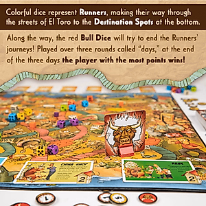 Calliope Games Running with the Bulls - Dice & Board Game - For Game Night - 2-6 Players