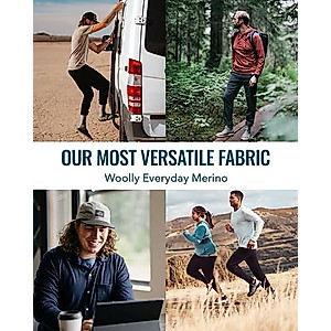 Woolly Clothing Men's Merino Wool V-Neck Tee Shirt - Everyday Weight - Wicking Breathable Anti-Odor - Deep Sea Blue - L