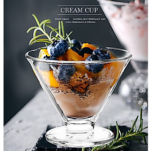 Cezoyx 6 Pack Glass Dessert Bowls, 5.6 Oz Clear Footed Dessert Cups Glass Ice Cream Bowl for Sundae, Ice Cream, Pudding, Salad, Snack, Fruit and Dessert