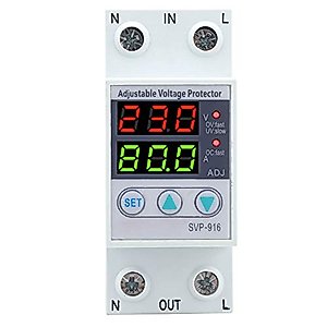SVP‑916 100‑130VAC Adjustable Over and Under Voltage Protector Plastic Delay Reset Protector Voltage Protective Device(40A)