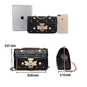 Beatfull Designer Bee Purse Shoulder Bag for Women Pear Crossbody Purse Handbag with Chain Black