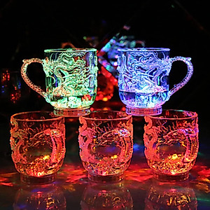 FOMIYES Mug 2pcs LED Cups Light up Flashing Beer Mugs 285ML Automatic Water Activated Color Changing Wine Whisky Glasses Drinkware Mugs Glow in The Dark Shot Glasses for Party Mens Gifts