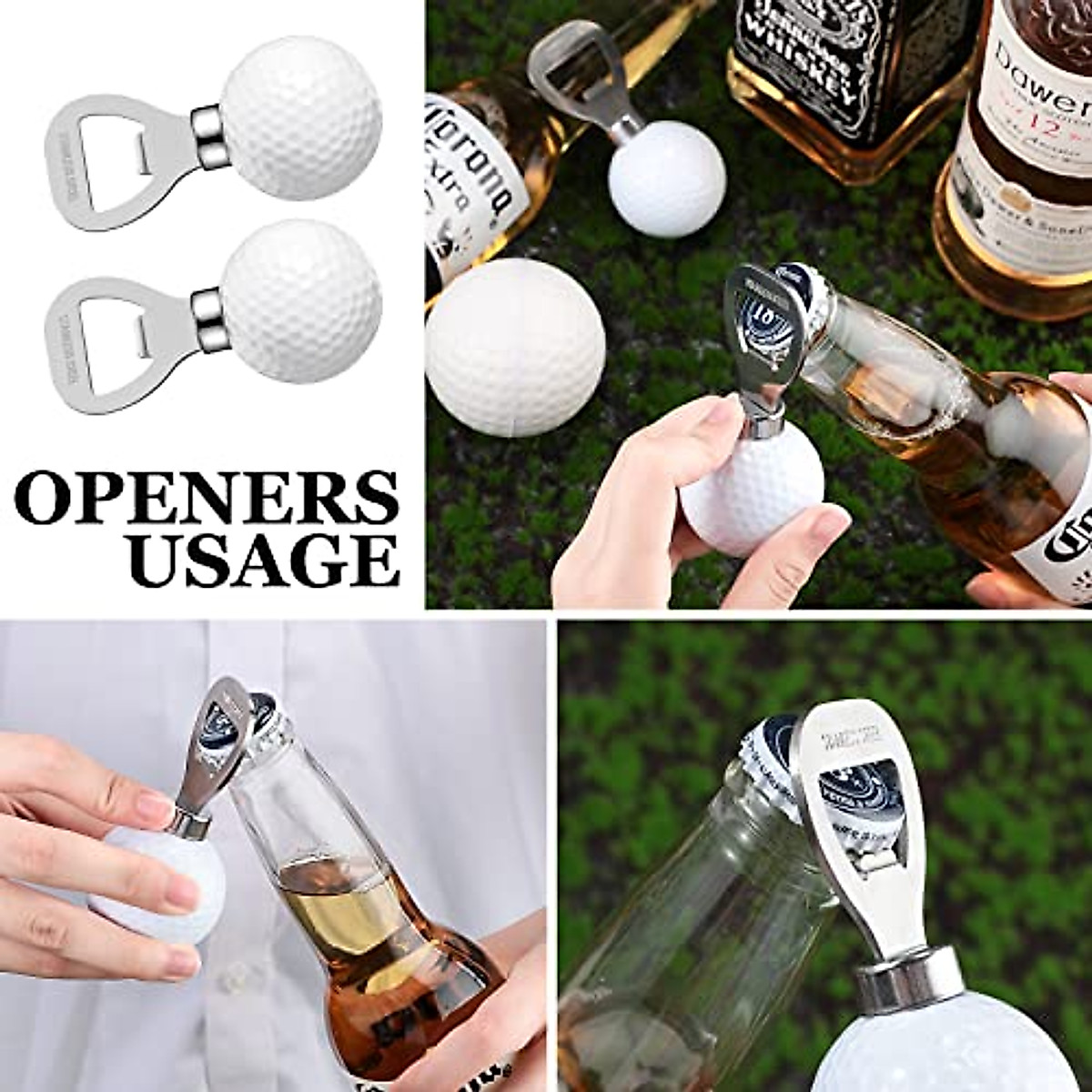 2 Pieces Golf Ball Bottle Opener, Beer Bottle Opener Funny Gifts for Men Women Novelty Items for Golf Lover Beer Enthusiast