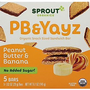 Sprout Organics PB & Yayz Sandwich Bars Peanut Butter & Banana, Organic Gluten Free Toddler Snack