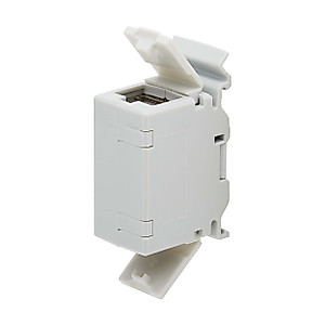 Tripp Lite DIN-Rail Cat6a RJ45 Shielded in-Line Mountable Snap-in Coupler & PoE++, EMI/RFI Shielding, Backwards Compatible, Female-to-Female, TAA Compliant, Manufacturer's Warranty (N235-D01-SH-6A)