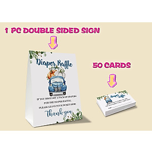 Yuansail Diaper Raffle Tickets For Baby Shower, Fill In Invites Cards, 1 Sign & 50 Cards Per Pack – (bb008-niaobu)