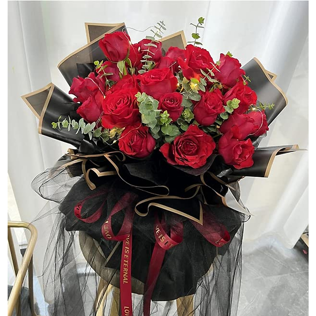 JOSON 30 Sheets /15 Colors Waterproof Gold Edge Flower Wrapping Paper,Florist Bouquet Supplies,DIY Crafts,Gift Packaging or Gift Box Packaging, 23x23Inch