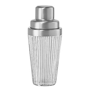 OGGI Vintage Ribbed Glass Cocktail Shaker- 16oz, Stainless Steel Top; Ideal Martini Shaker, Drink Shaker, Bartender Shaker; Make Great Bar Gifts, Cocktail Accessories and Bar Cart Accessories